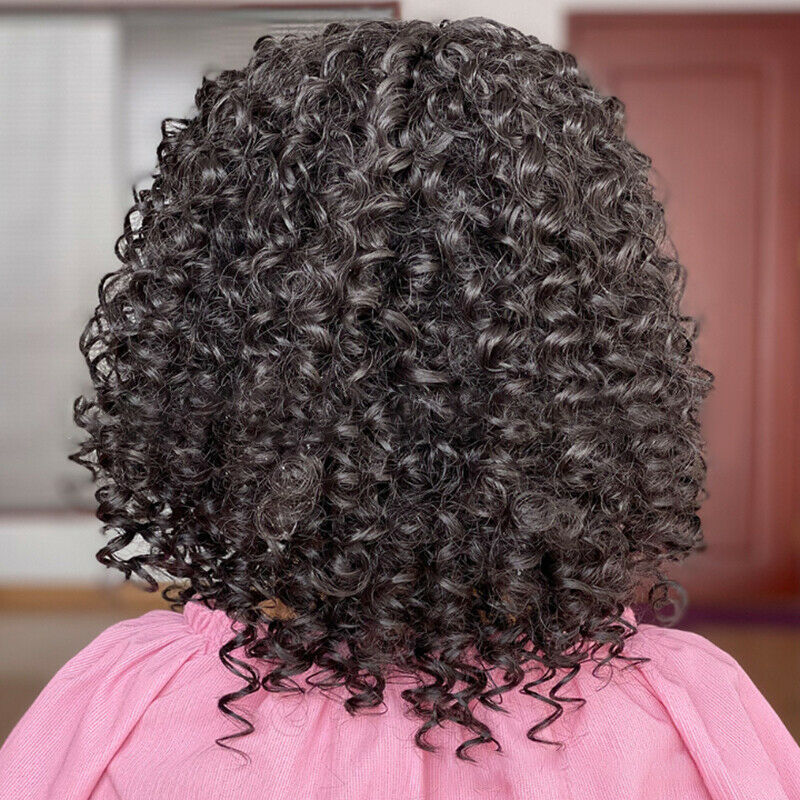 Black Headband Wig Short Deep Curly Synthetic Black Cosplay for Women ...